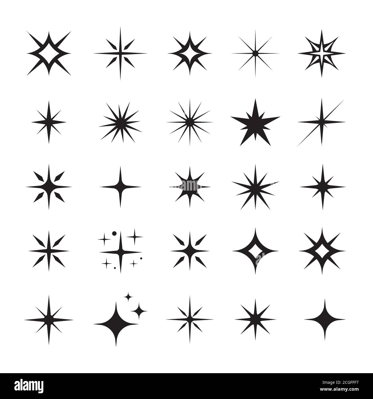 Star icons. Twinkling stars. Sparkles, shining burst. Christmas vector symbols isolated Stock ...