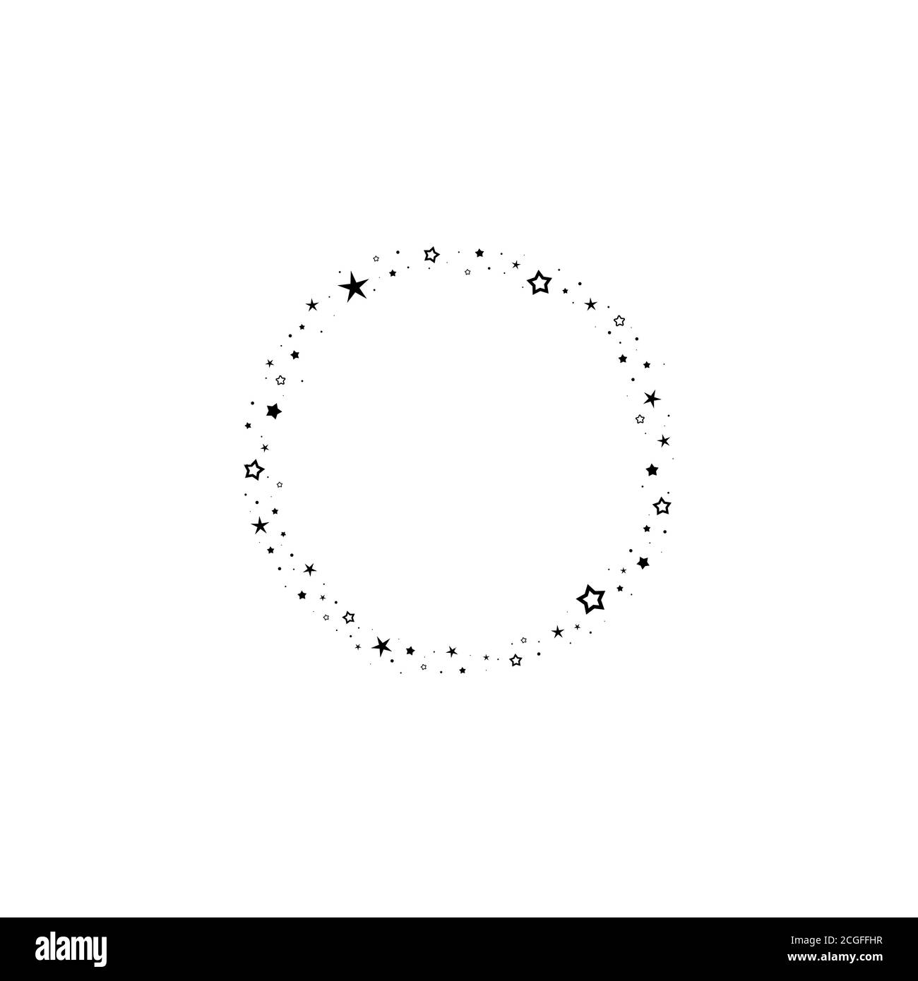 Holiday round frame with stars and glitter dots on white background ...