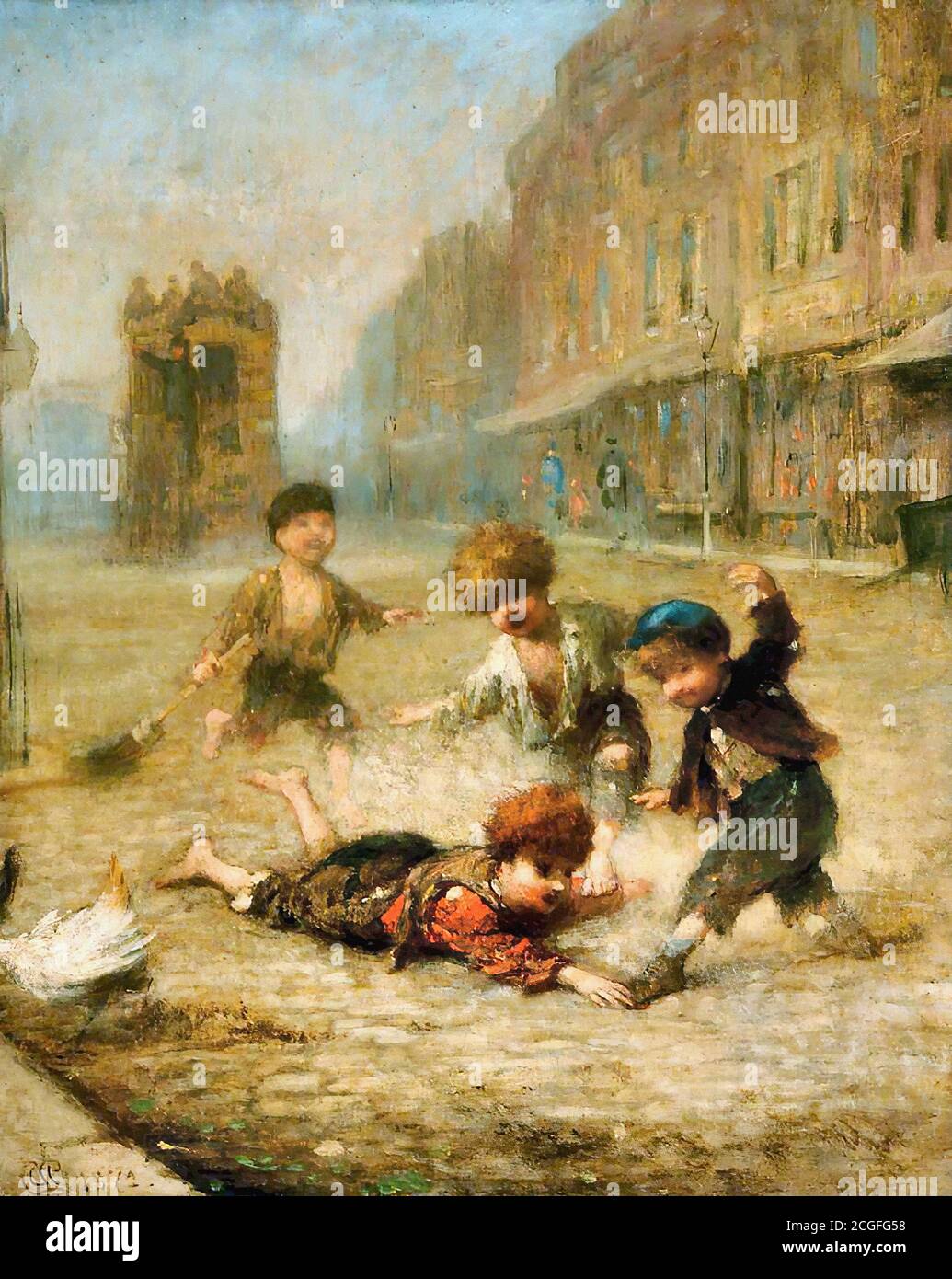 Ludovici II Albert - London Street Urchins Struggling for a Coin ...