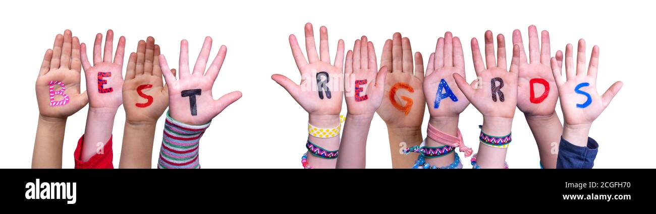 Children Hands Building Word Best Regards, Isolated Background Stock ...