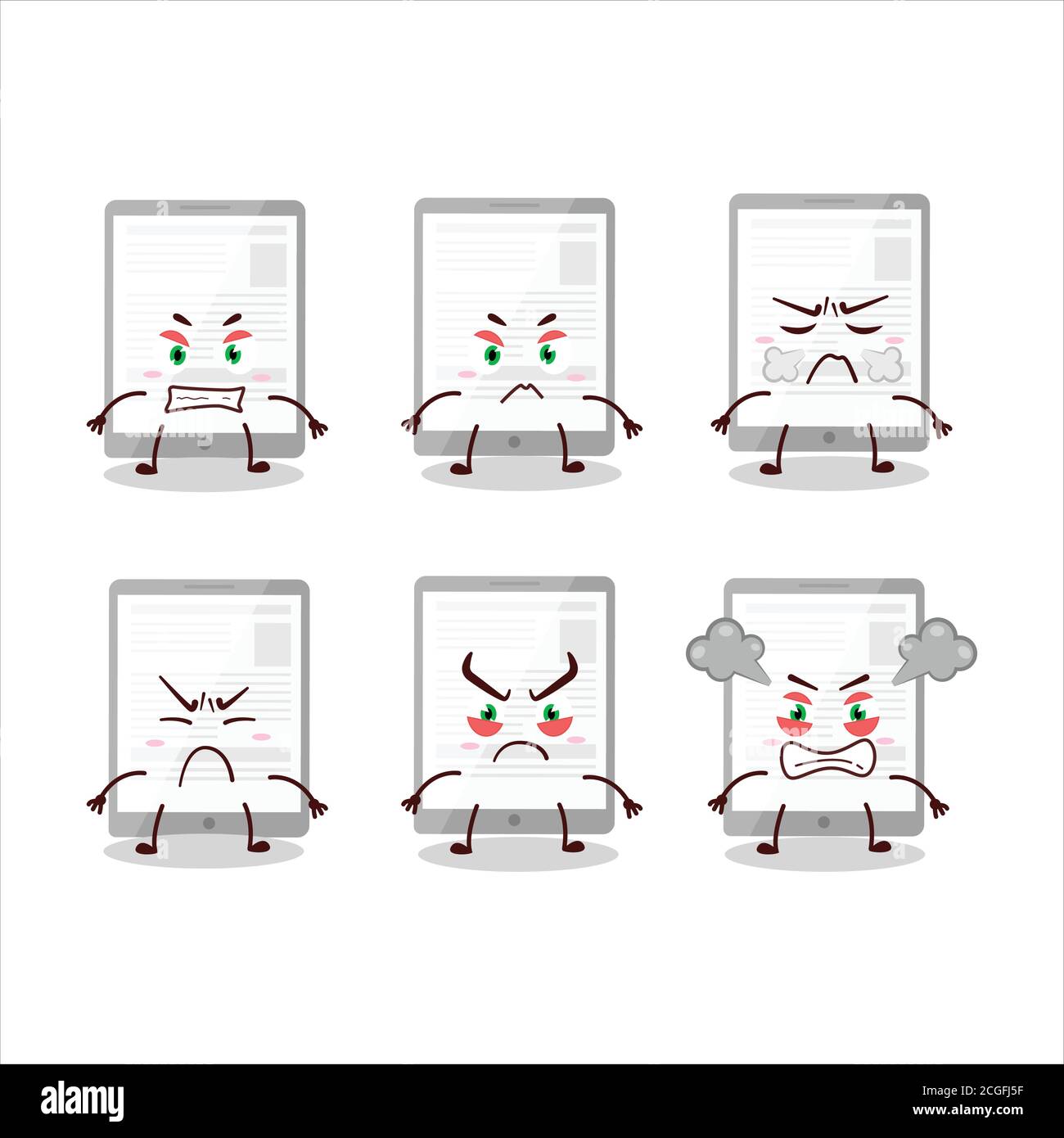 news in tablet cartoon character with various angry expressions Stock ...