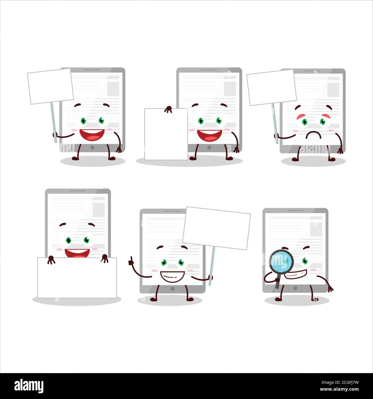 news in tablet cartoon character bring information board Stock Vector ...