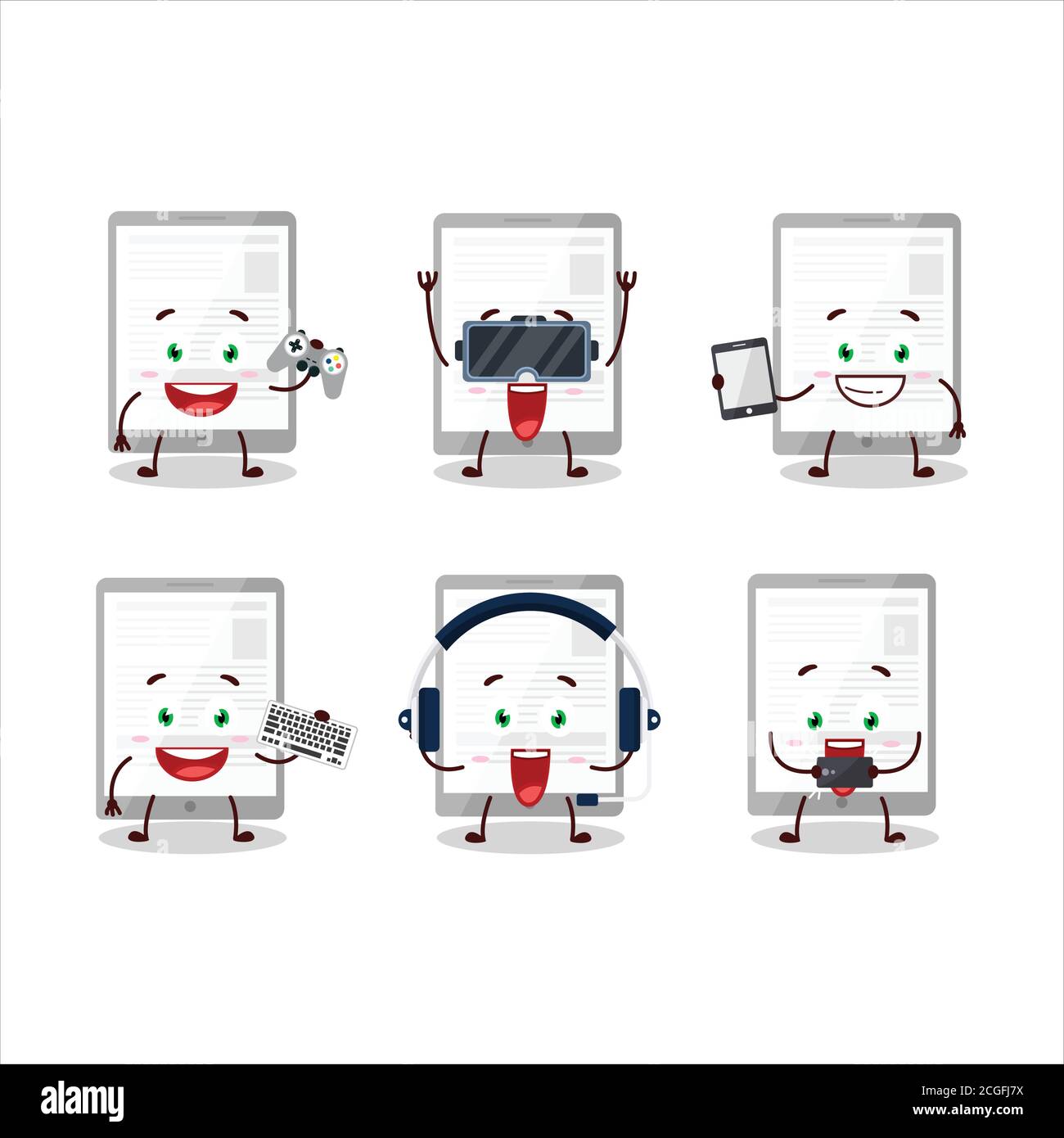 news in tablet cartoon character are playing games with various cute ...