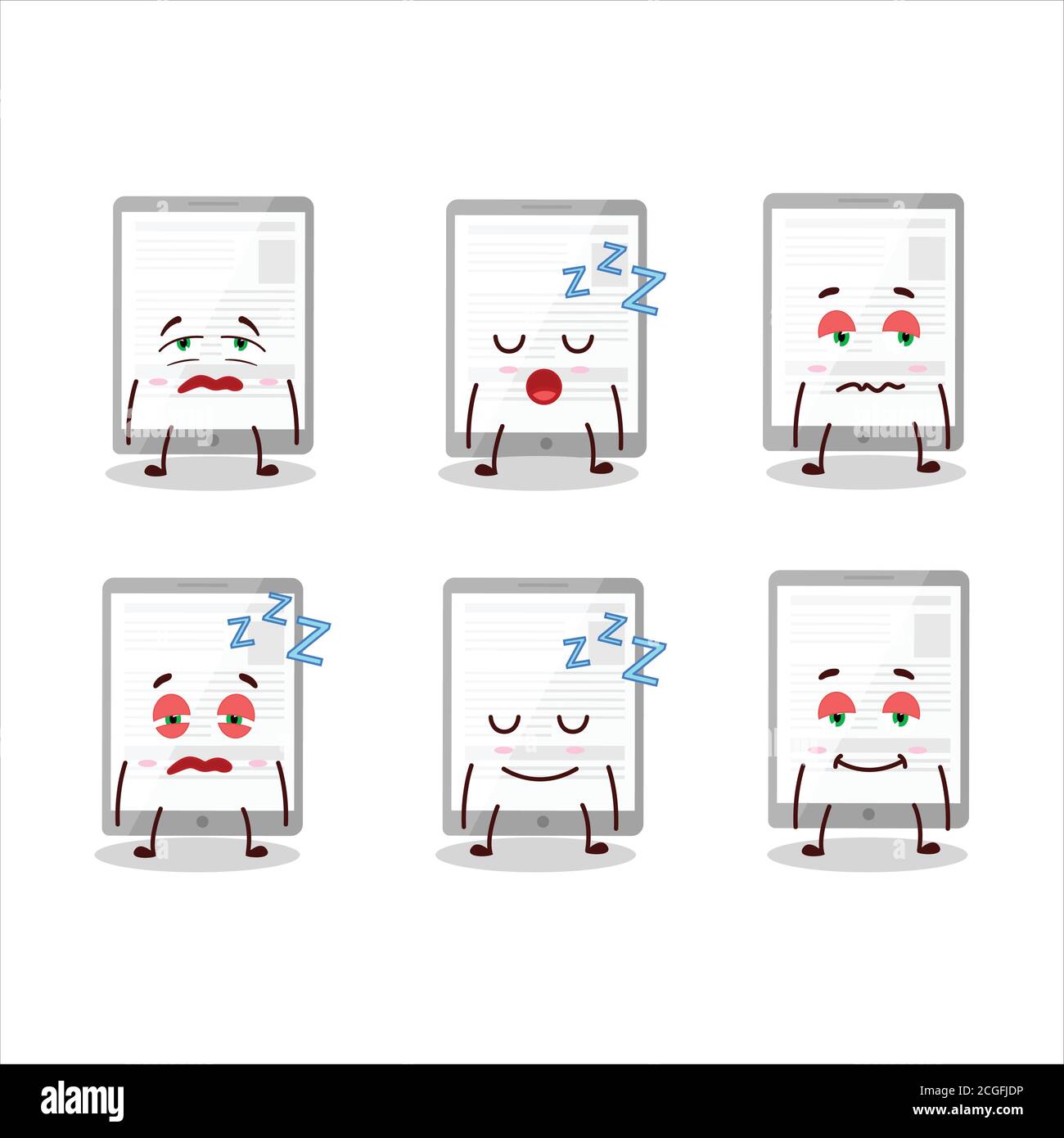 Cartoon character of news in tablet with sleepy expression Stock Vector ...