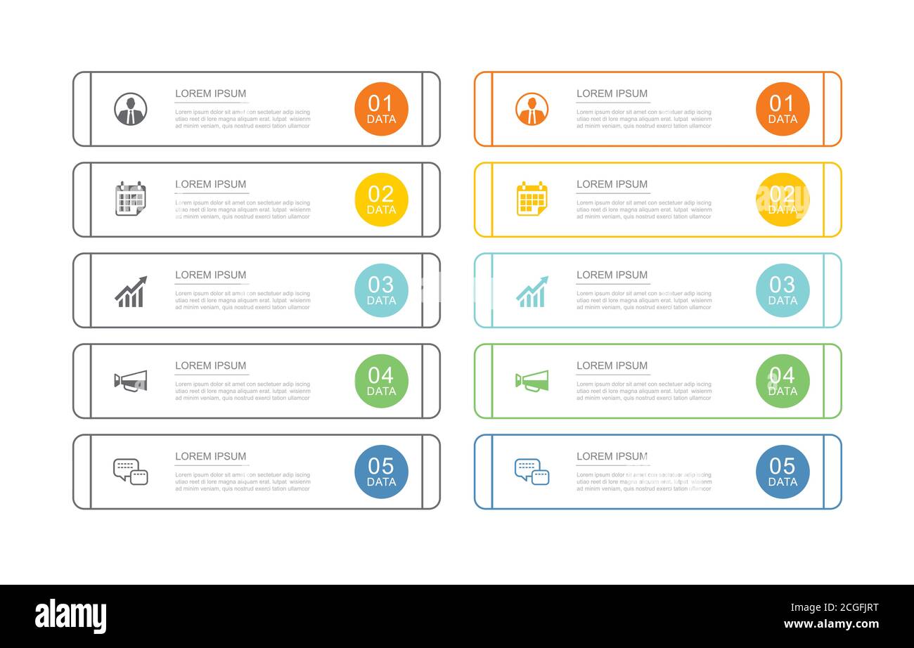 10 data infographics tab index template with thin line design. Vector ...