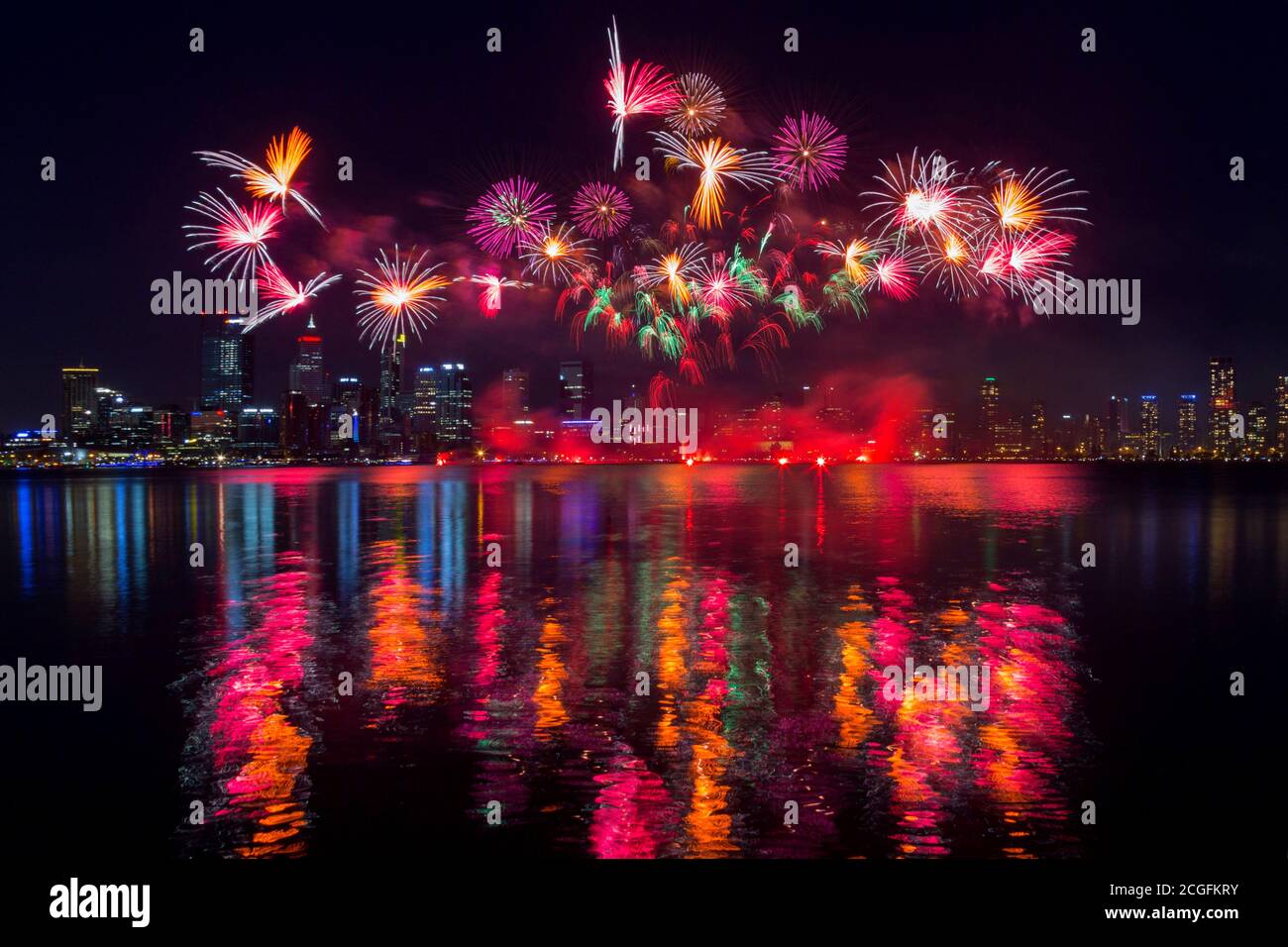 Australia Day fireworks, celbration along the Swan River in Perth Stock ...