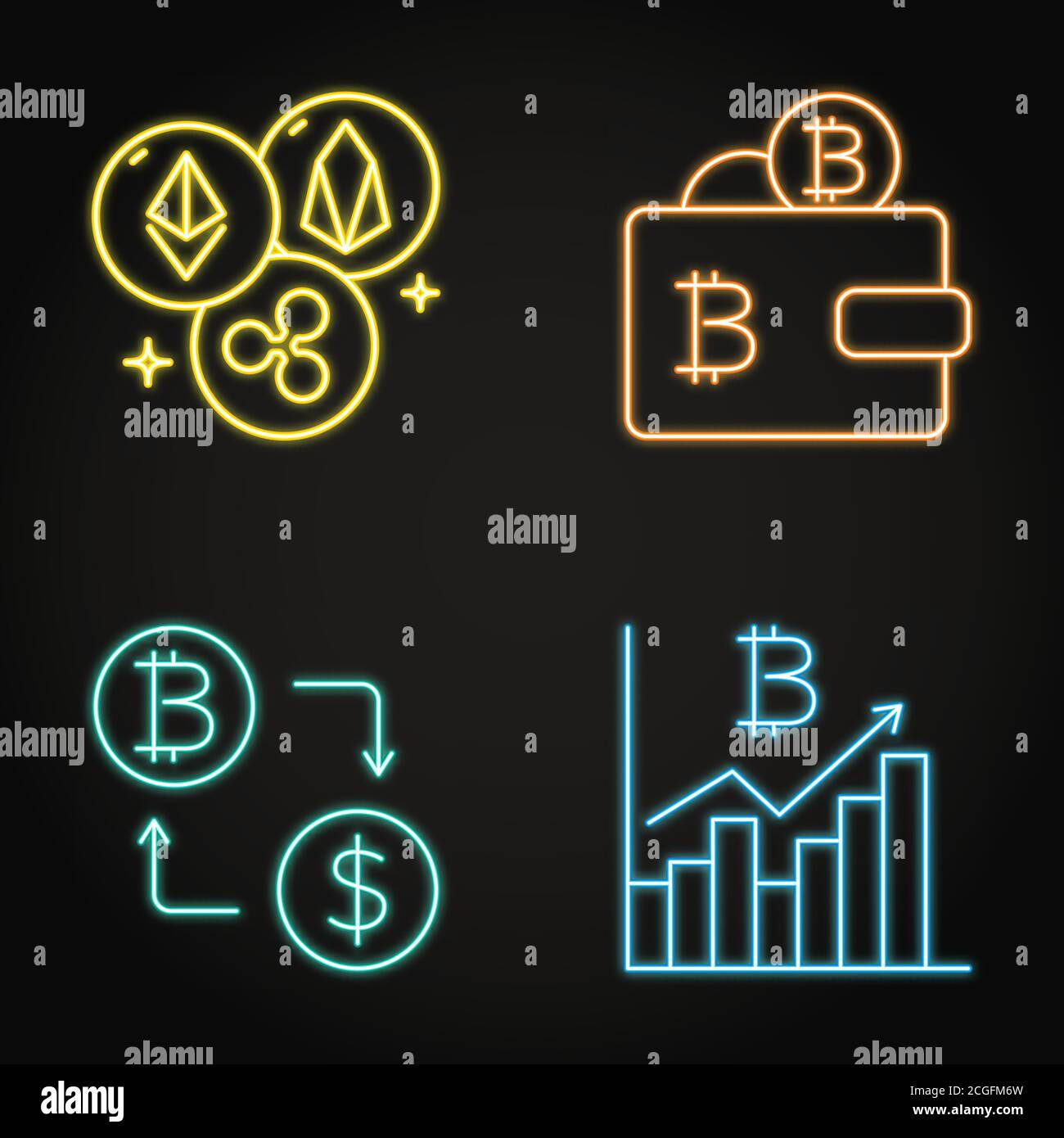 Neon line graph icon Stock Vector Images - Alamy