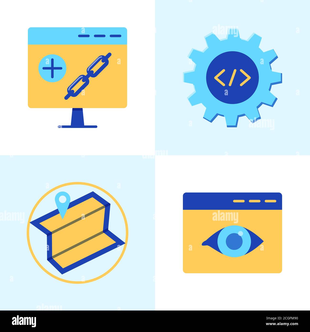 SEO services icon set in flat style Stock Vector Image & Art - Alamy