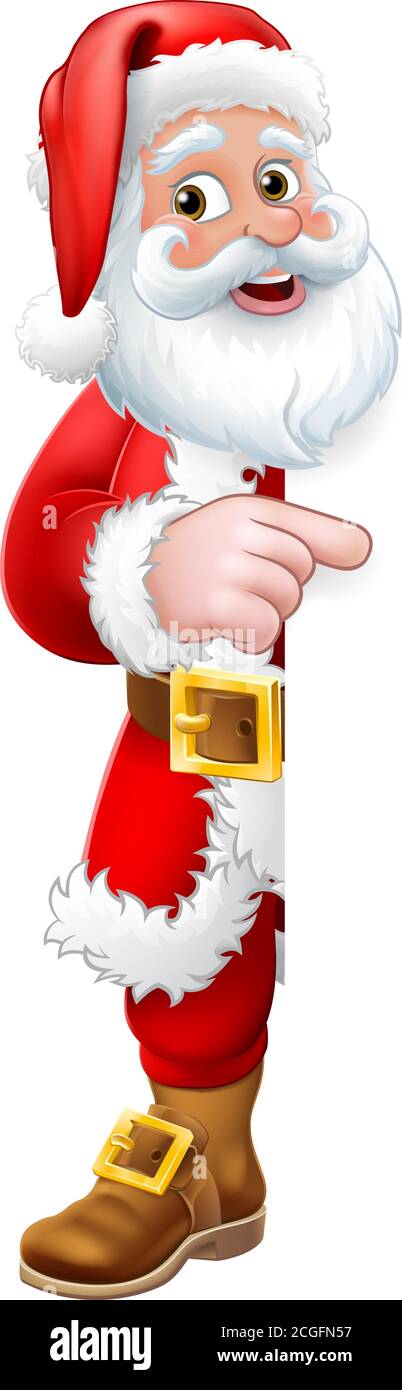 Santa Claus Christmas Cartoon Peeking Pointing Stock Vector Image & Art ...