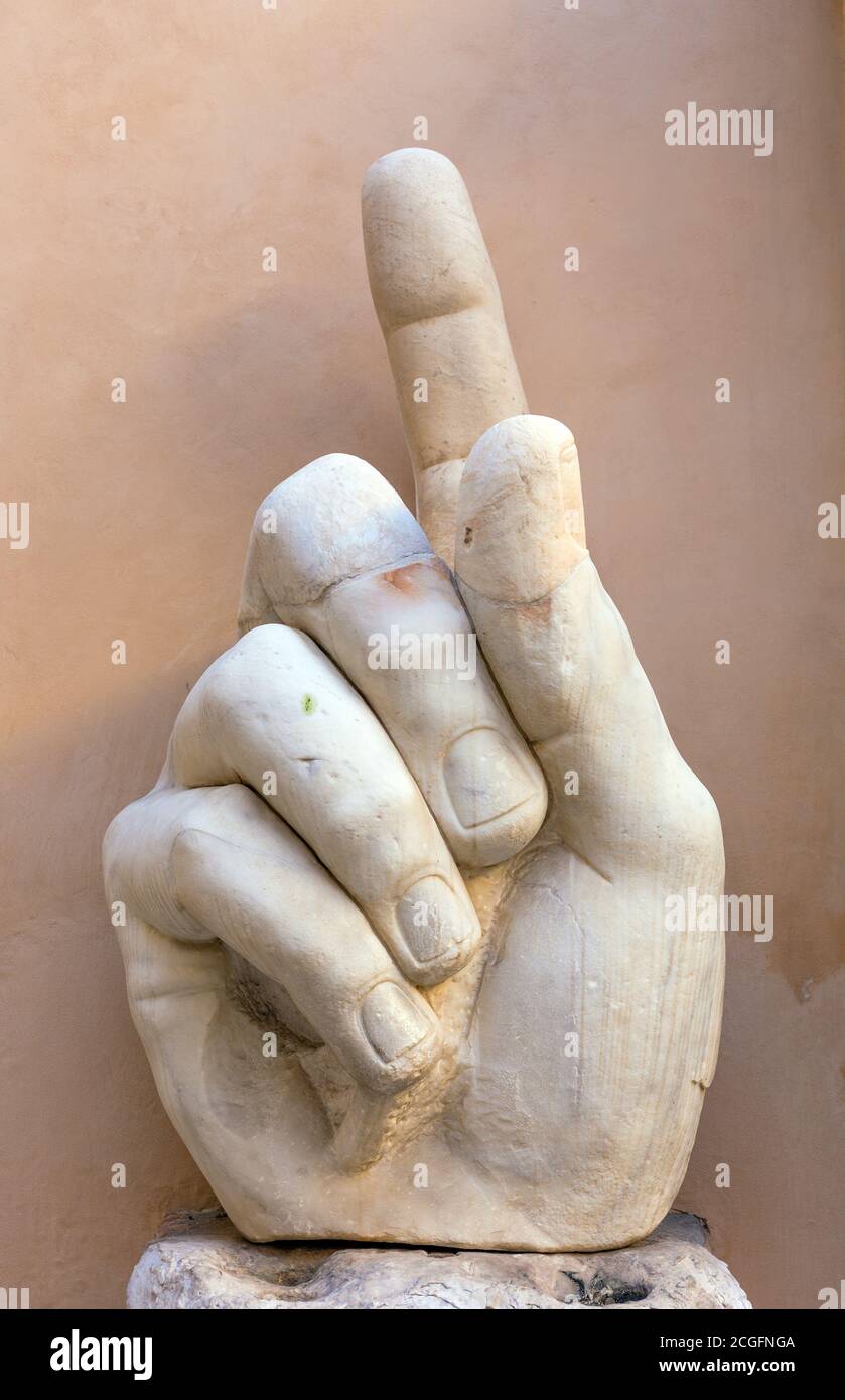 Right hand of colossal statue representing Roman emperor Constantine ...