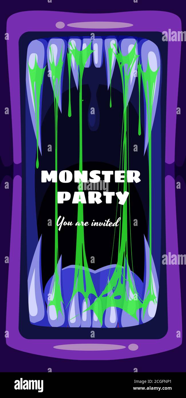 Creepy Monster Party Halloween party banner scary monster character ...