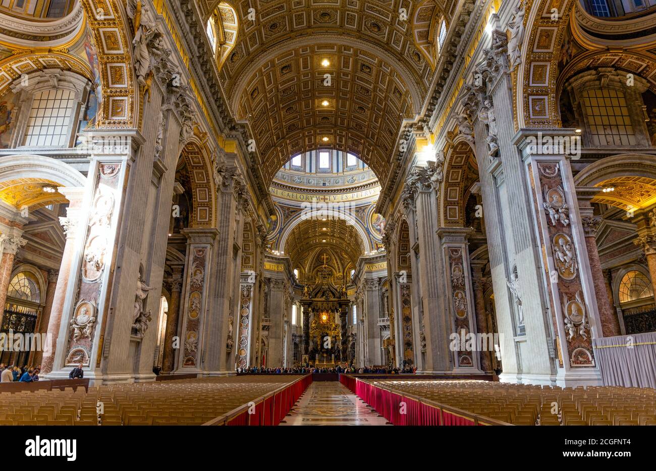 St. Peter's Basilica interior, Rome, Italy. St. Peter's is the most ...