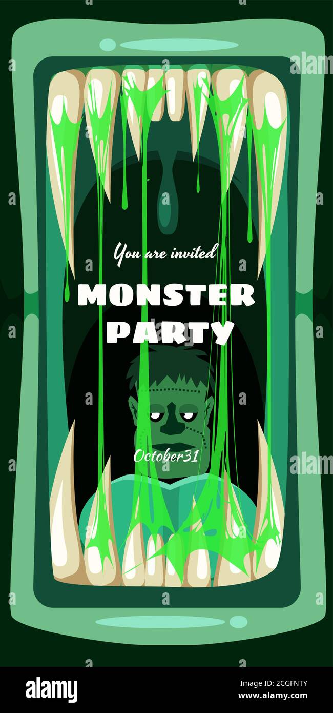 Creepy Monster Party Halloween party banner scary monster character ...