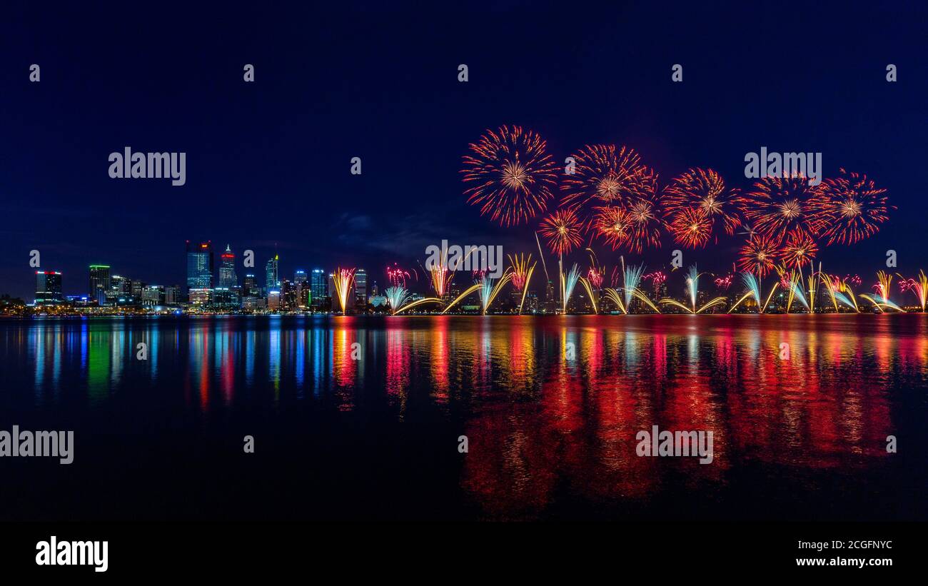 Perth Fireworks on Australia Day Stock Photo - Alamy