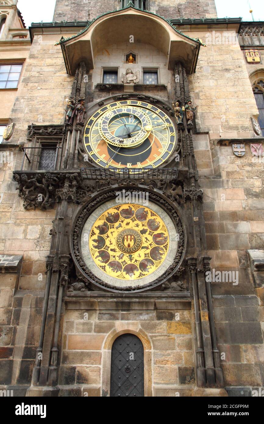 Prague clock tower - moust interesting place from this city Stock Photo ...