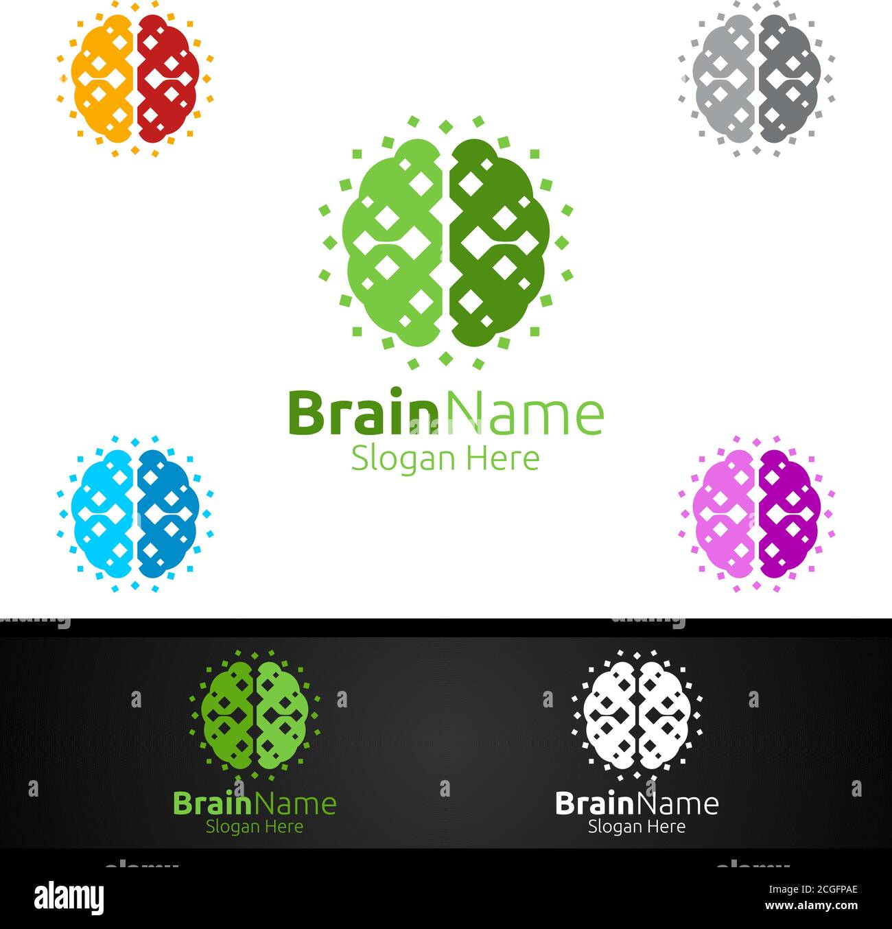 Diamond Brain Logo with Think Idea Concept Vector Design Stock Vector ...
