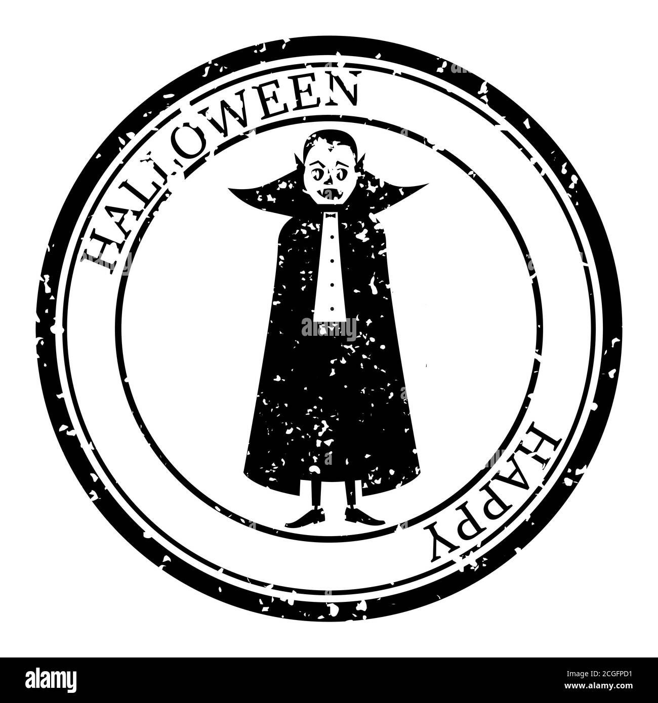 Halloween Stamp Postal. Icon Vampire Silhouette Seal. Grunge Texture ...