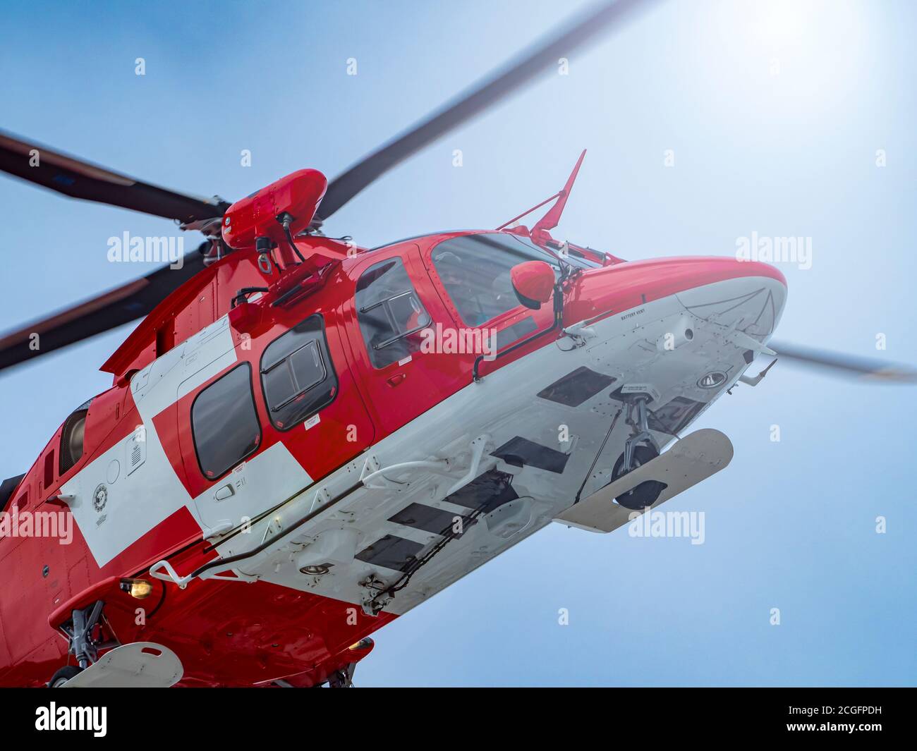Close-up of an alpine rescue helicopter Stock Photo - Alamy