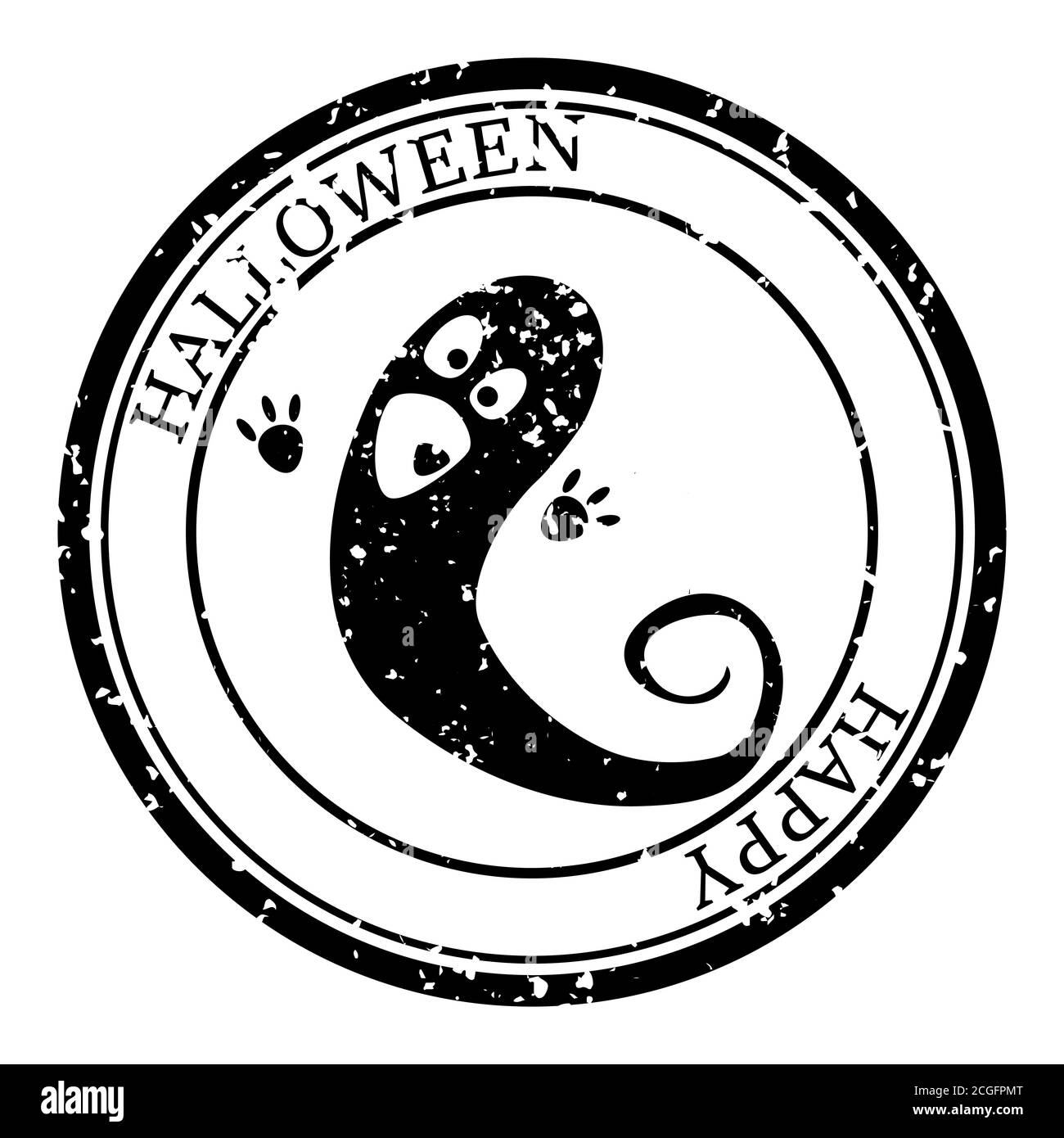 Halloween Stamp Postal. Icon Ghost Silhouette Seal. Grunge Texture ...