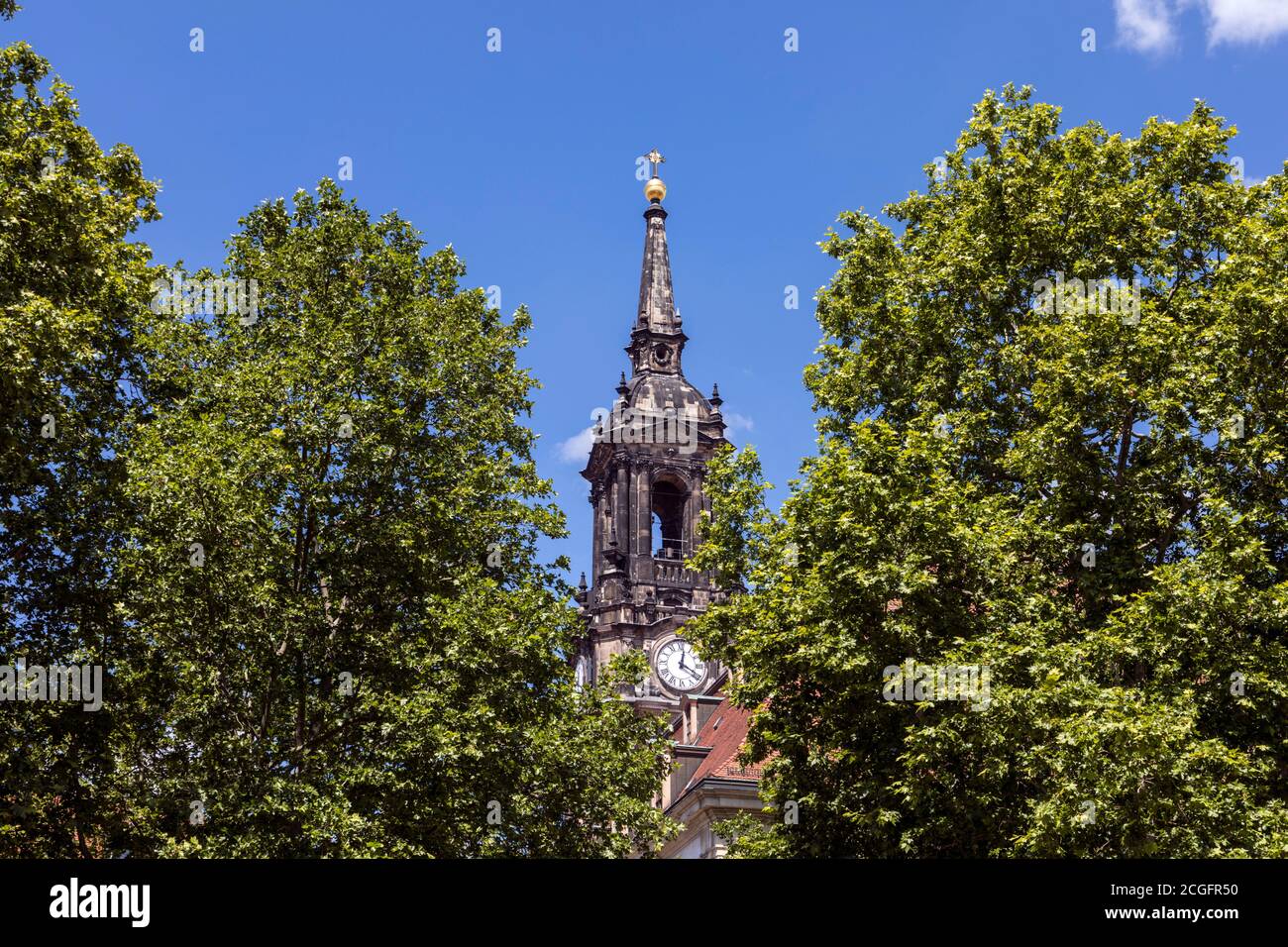 Bell tower of the church of the Three Kings in the inner Neustadt ...