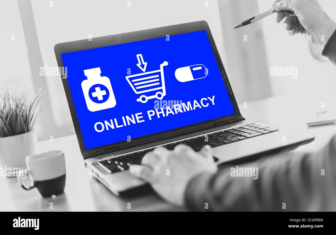 Laptop screen displaying an online pharmacy concept Stock Photo - Alamy