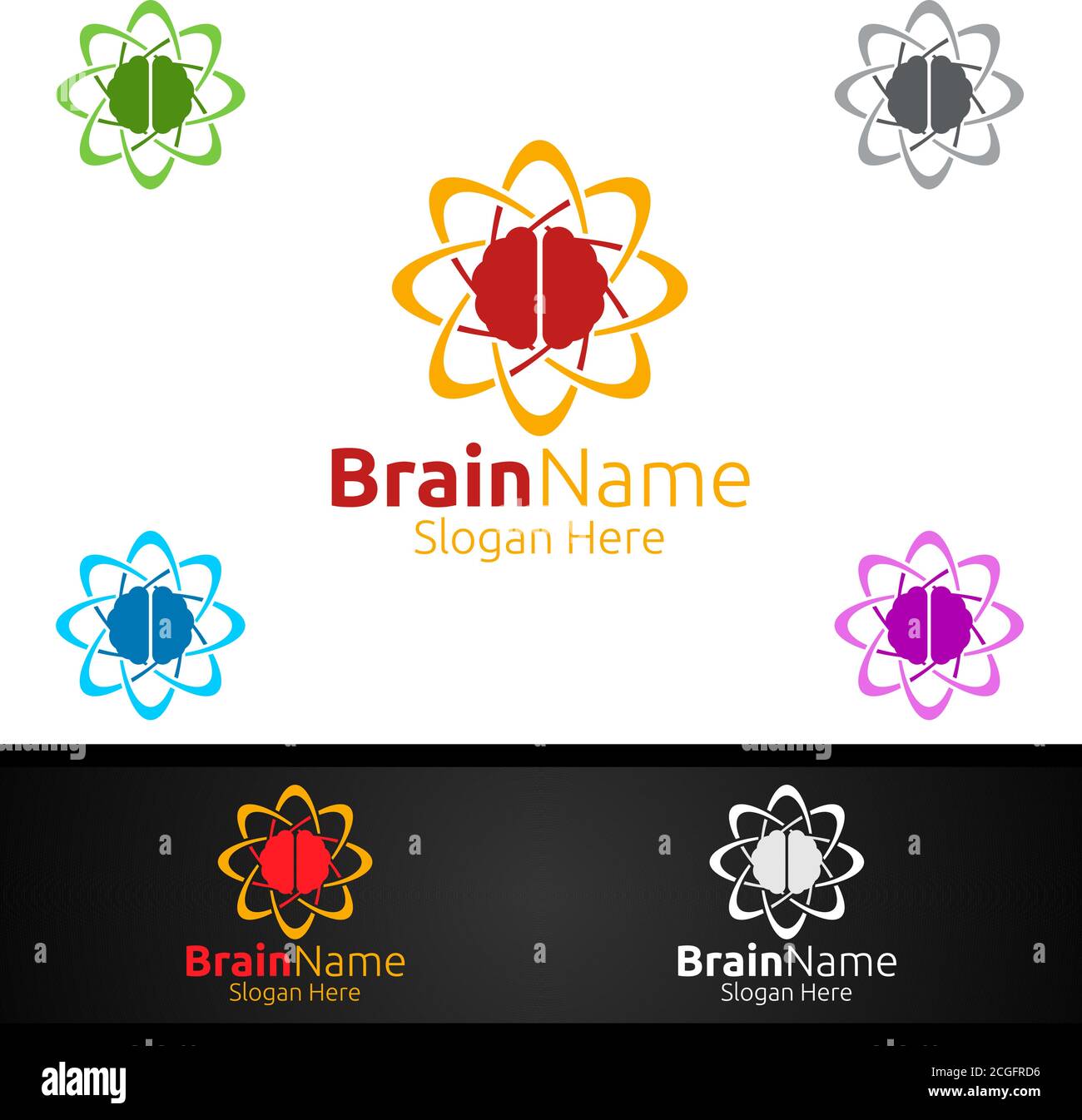 Brain Technology Logo with Think Idea Concept Vector Design Stock ...