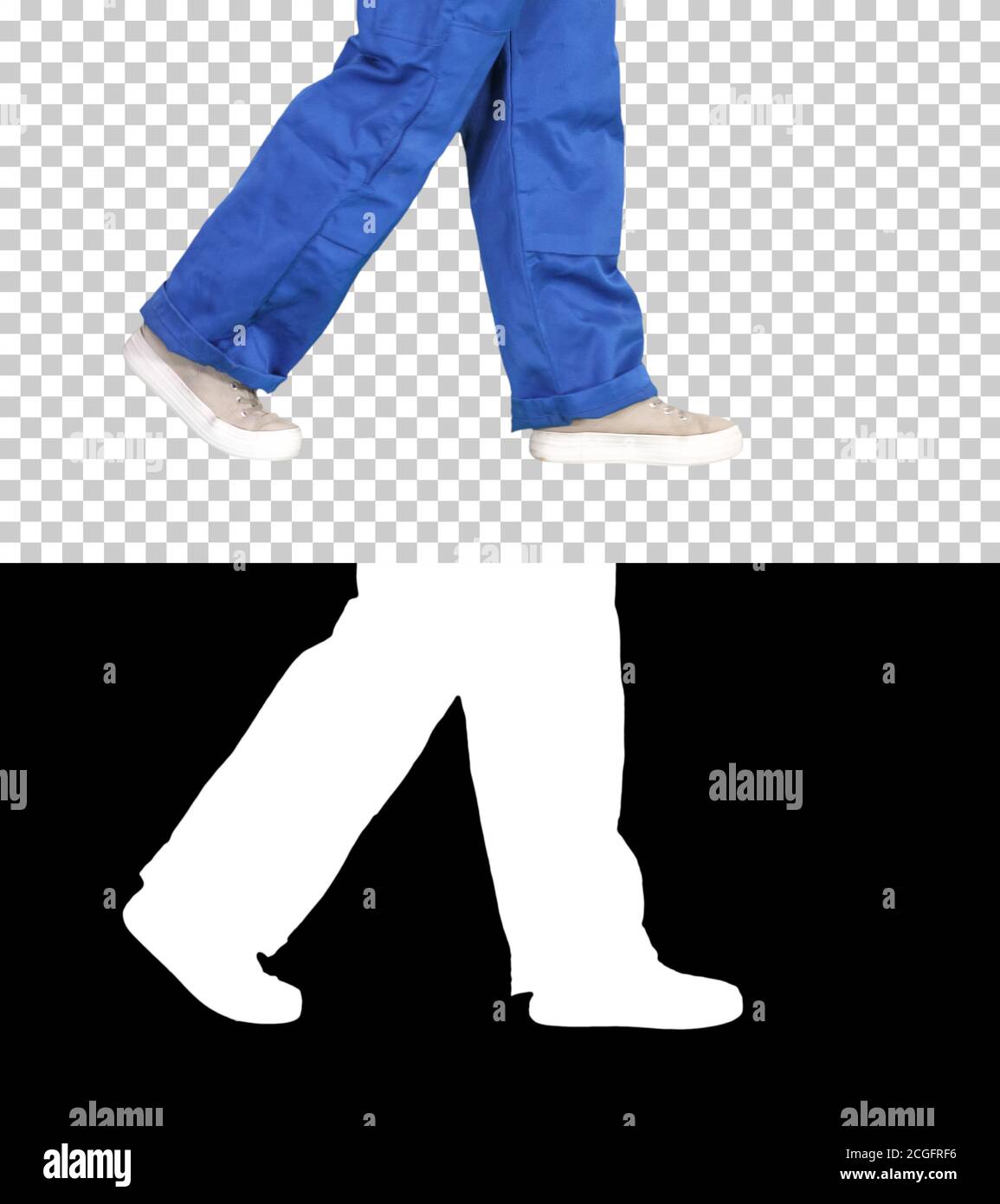 Legs of woman construction worker walking, Alpha Channel Stock Photo ...