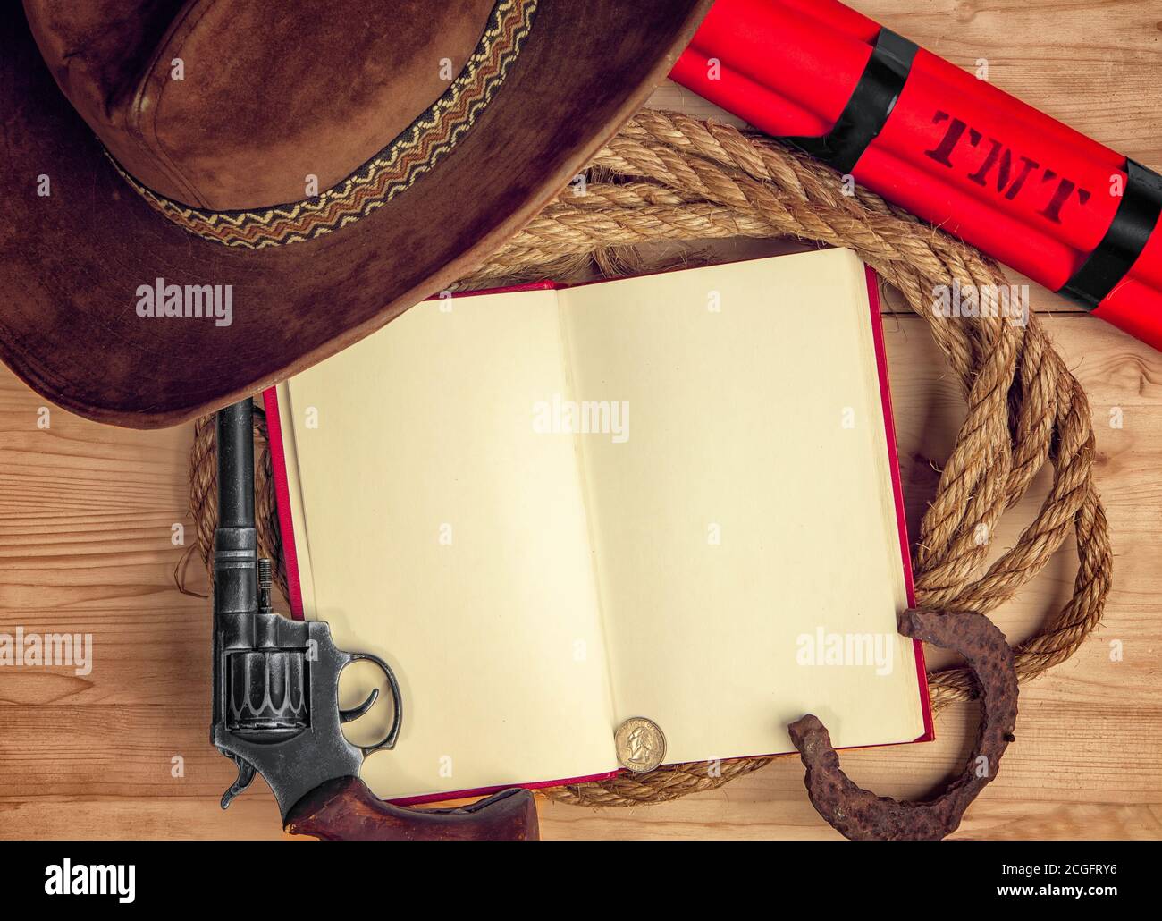 conceptual photo - open book with empty space telling about cowboys and ...