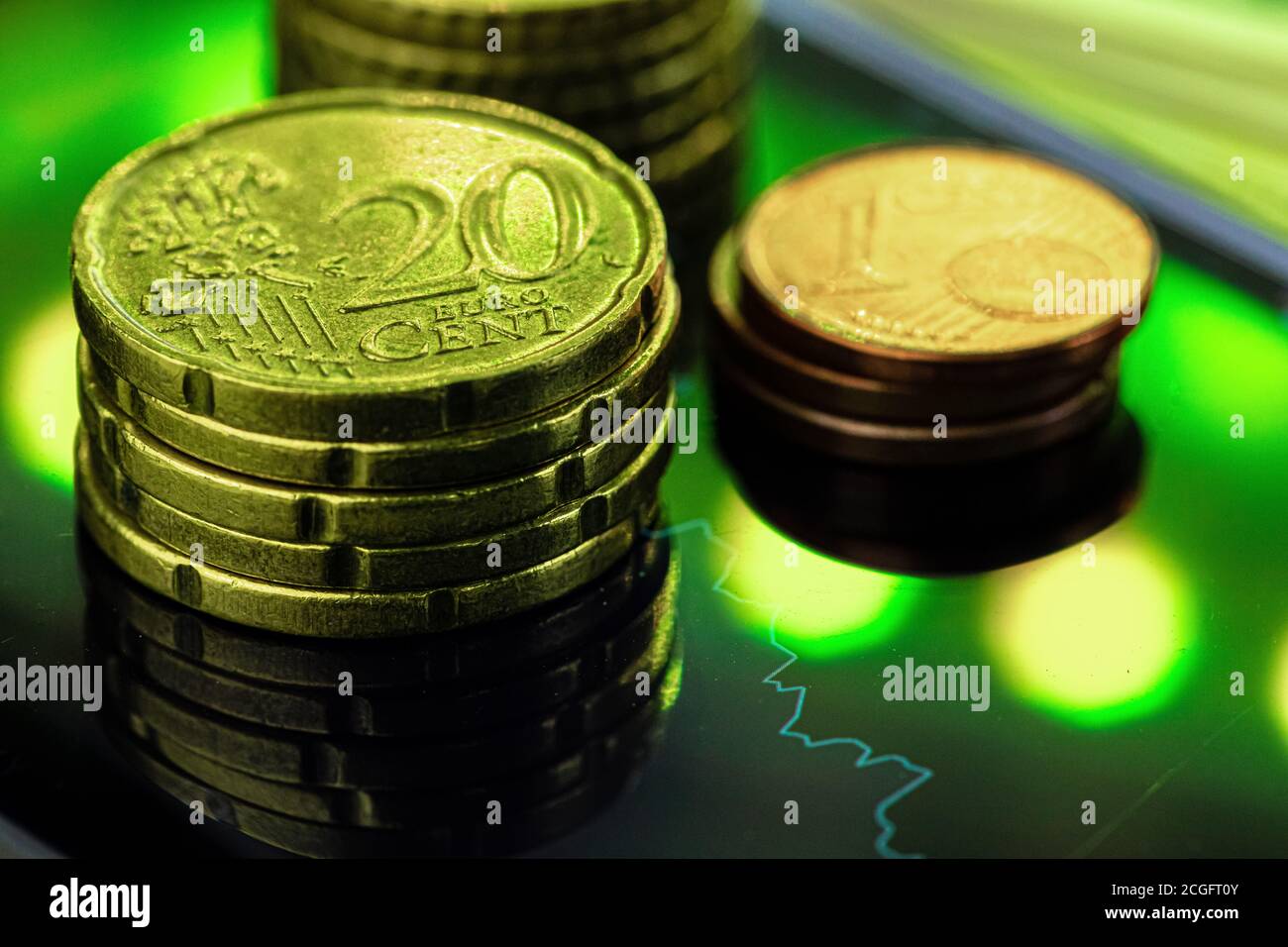 Euro coin on stock chart. Financial investment concept Stock Photo - Alamy