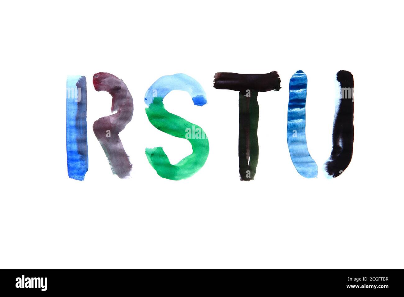 hand painted alphabet isolated on the white background Stock Photo - Alamy