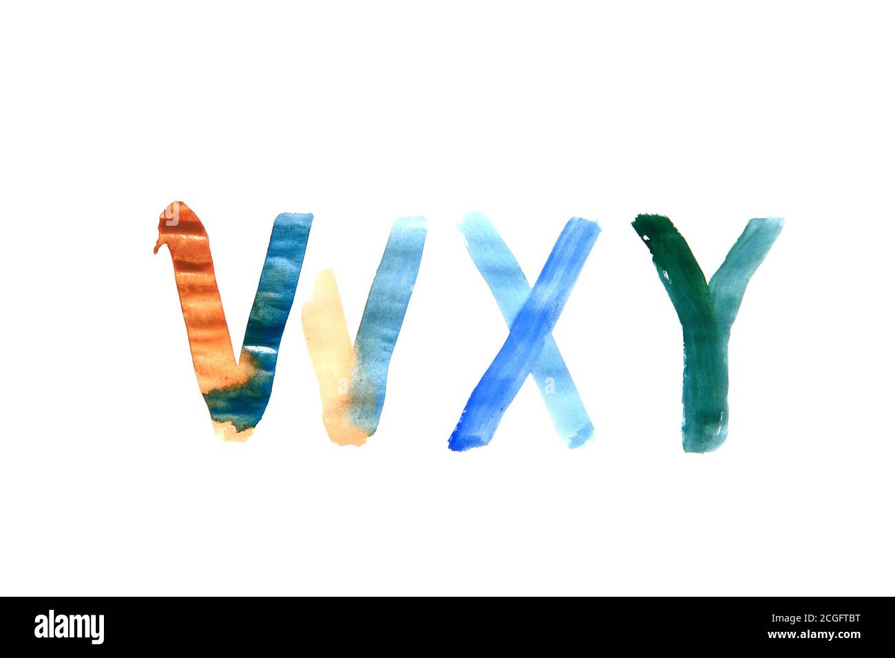 hand painted alphabet isolated on the white background Stock Photo - Alamy