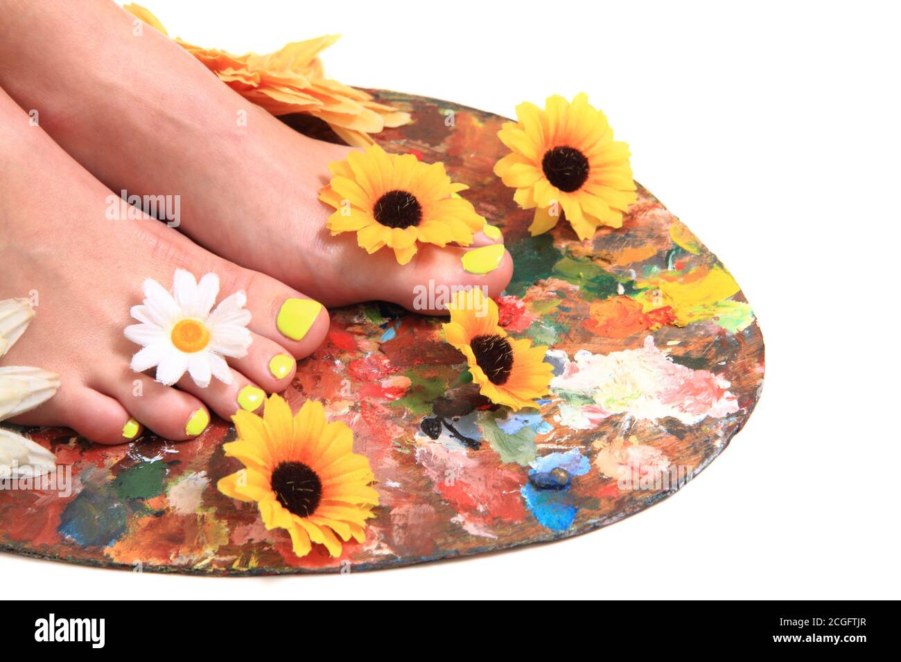 women feet and colors as nice pedicure background Stock Photo - Alamy