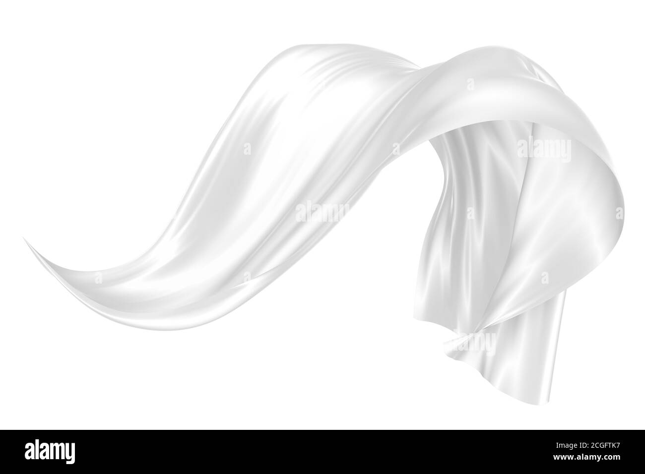 Abstract background of white wavy silk or satin. 3d rendering image ...