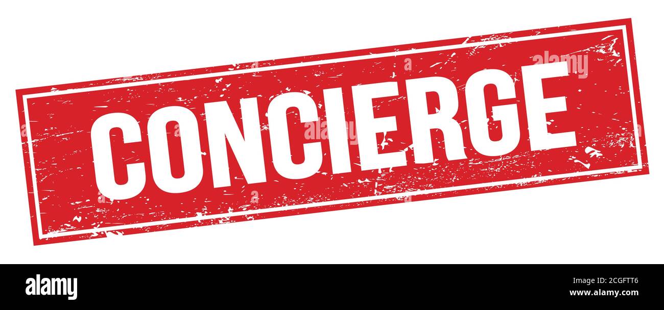 CONCIERGE text on red grungy rectangle stamp sign Stock Photo - Alamy