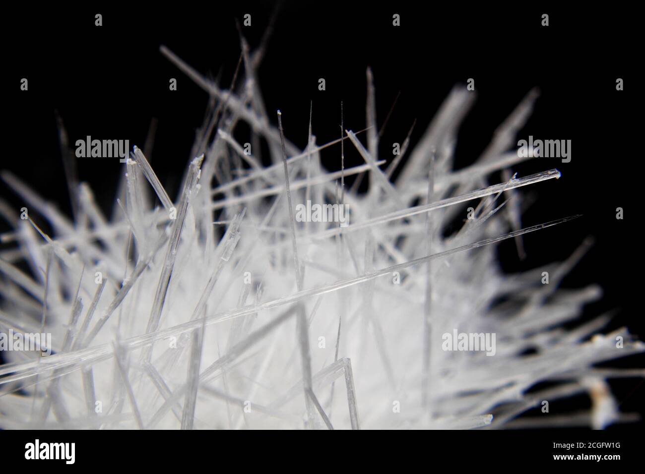 urea - organic mineral from human body isolated on the black backgroud ...