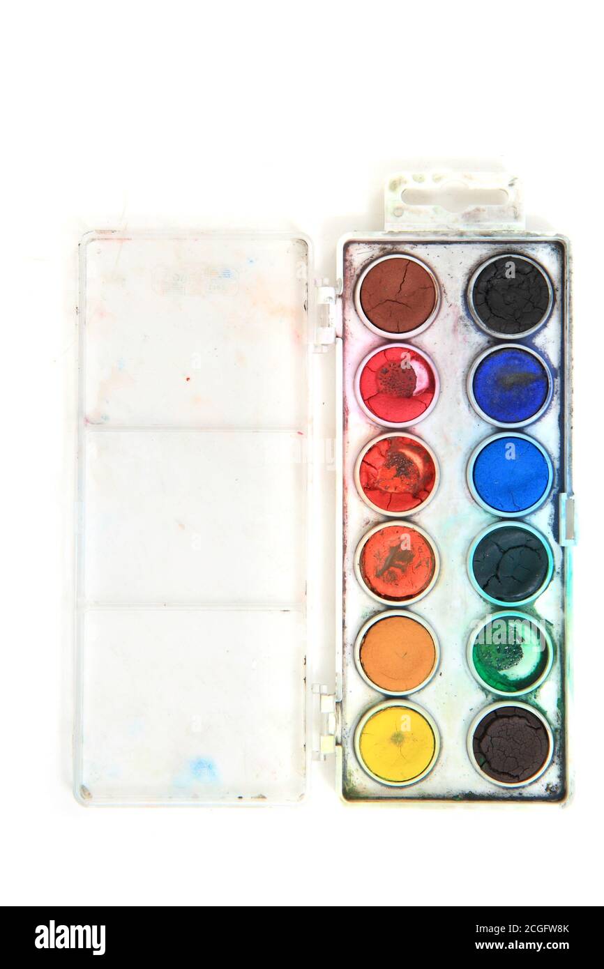 water colors palette isolated on the white background Stock Photo - Alamy