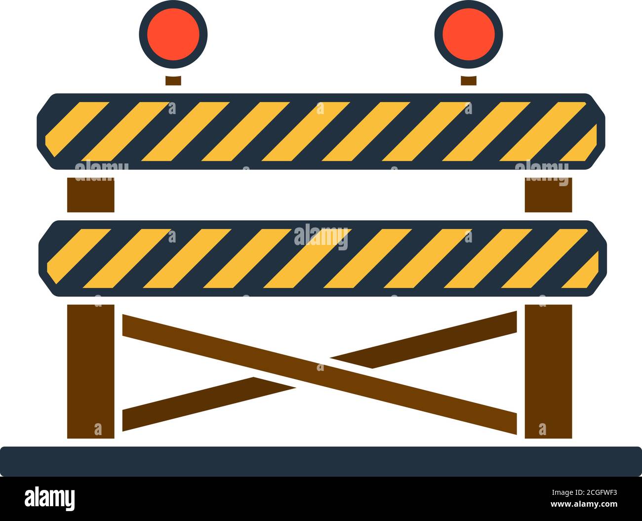 Icon Of Construction Fence. Flat Color Design. Vector Illustration ...