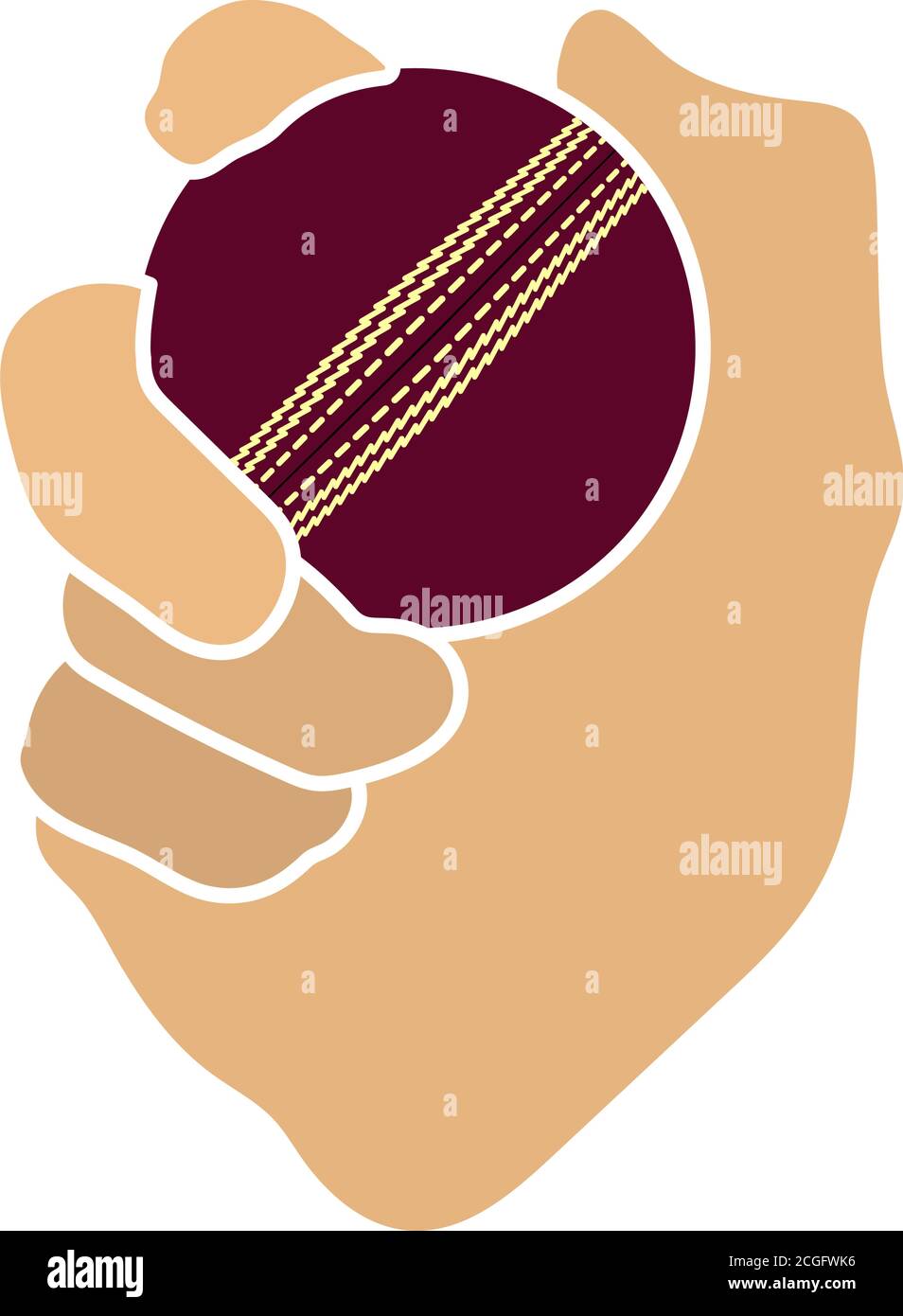 Hand Holding Cricket Ball Icon. Flat Color Design. Vector Illustration ...
