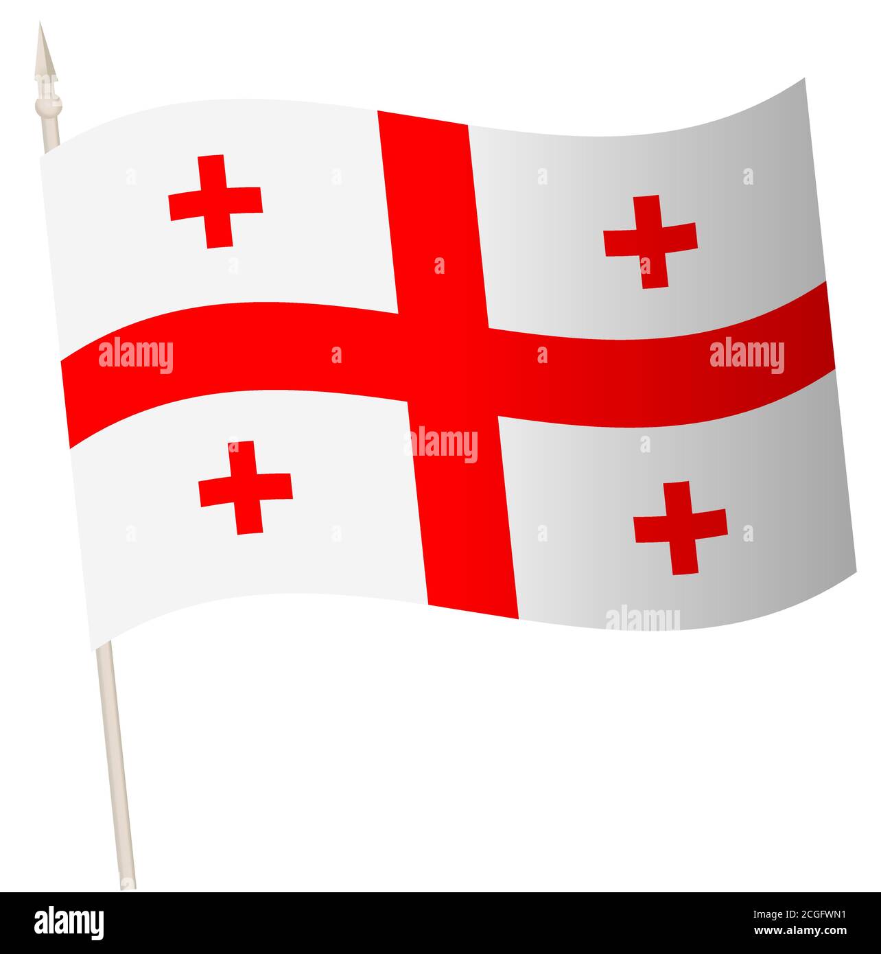 Vector Waving flag on a flagpole. The national flag of Georgia. Color ...