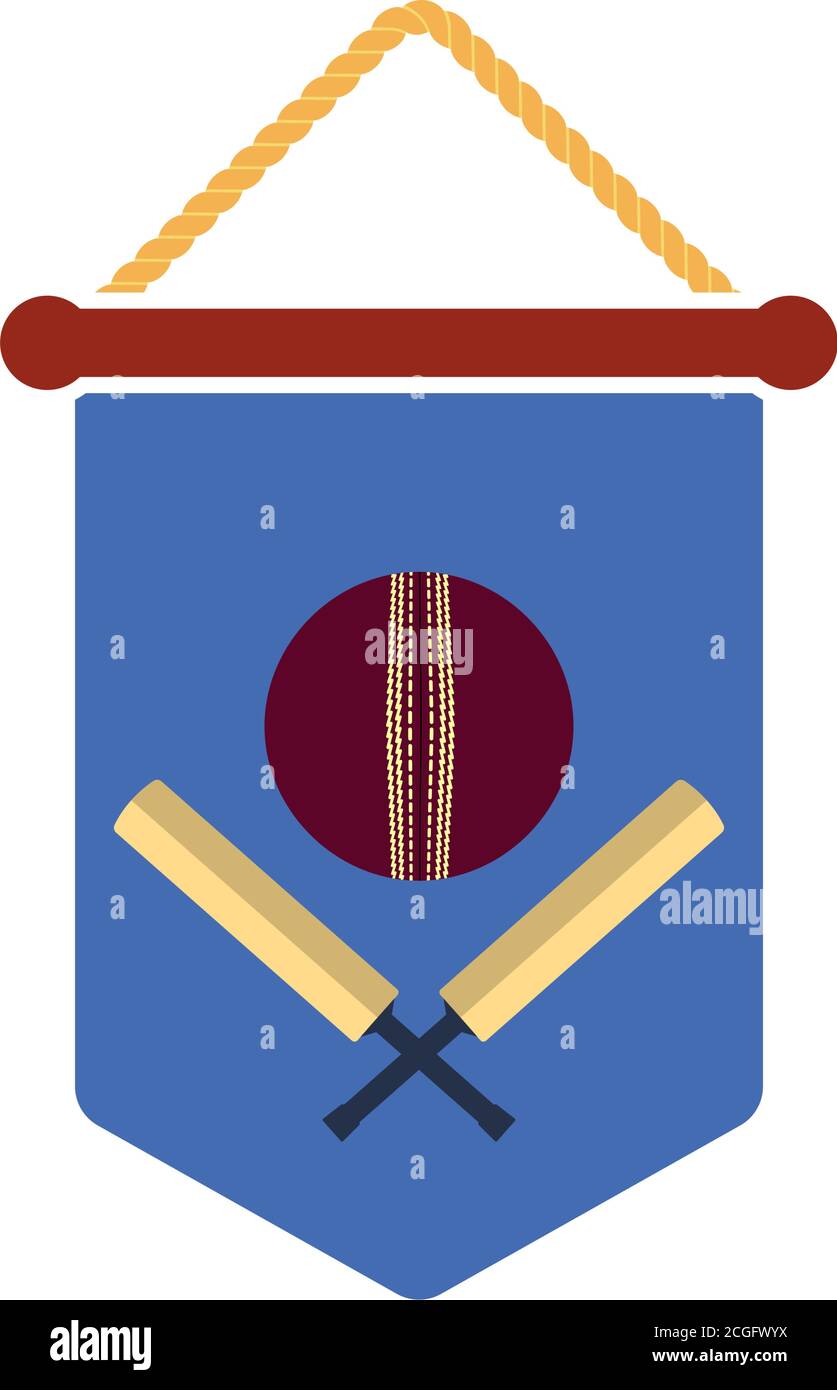 Cricket Shield Emblem Icon. Flat Color Design. Vector Illustration ...