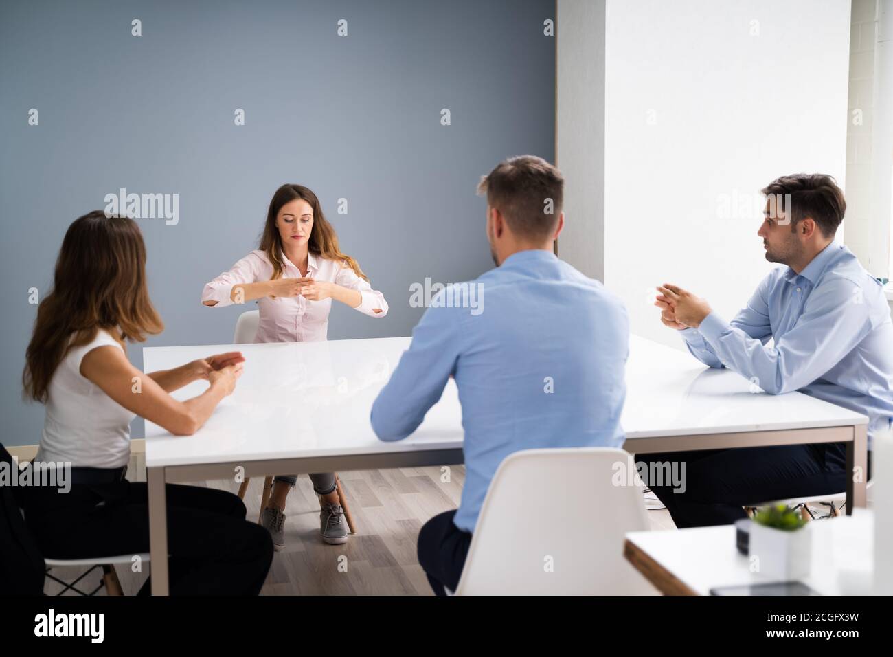 Sign Language Learning For Deaf Disabled People Stock Photo - Alamy