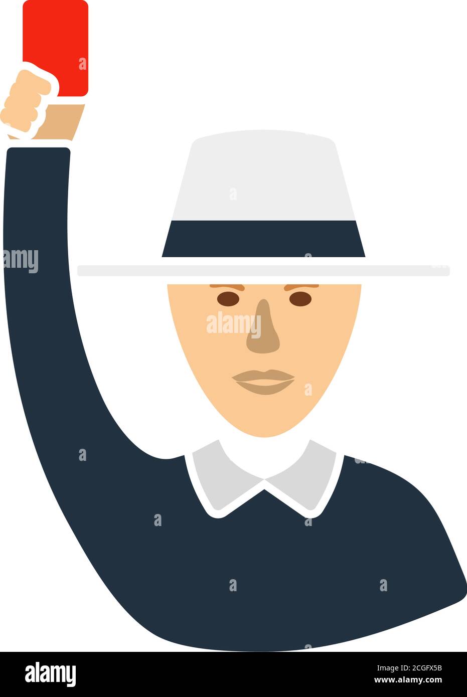 Cricket Umpire With Hand Holding Card Icon. Flat Color Design. Vector ...
