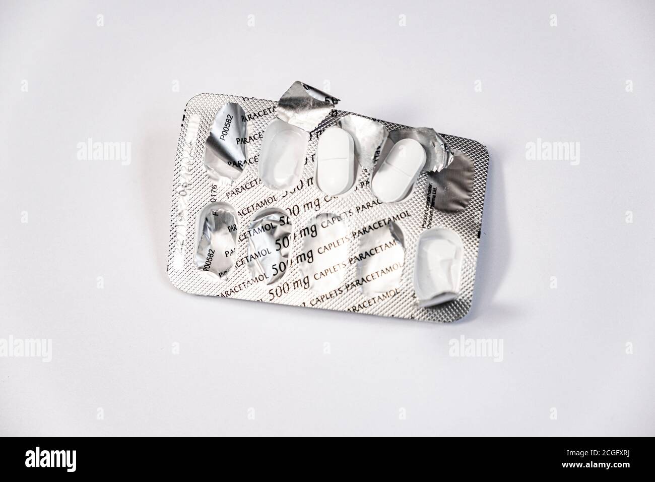 A partillay empty packet of paracetamol tablets Stock Photo - Alamy