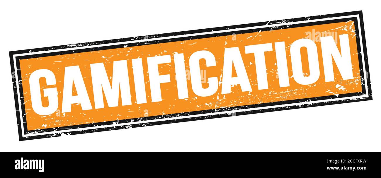 GAMIFICATION text on orange black grungy rectangle stamp sign Stock ...