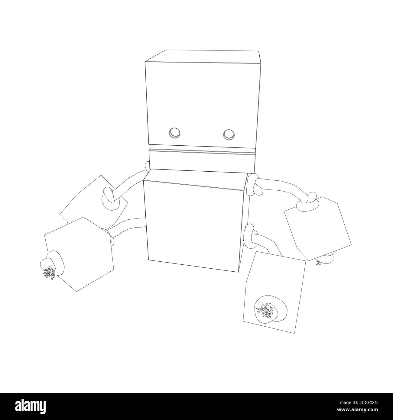Outline of a child toy from black lines isolated on a white background ...