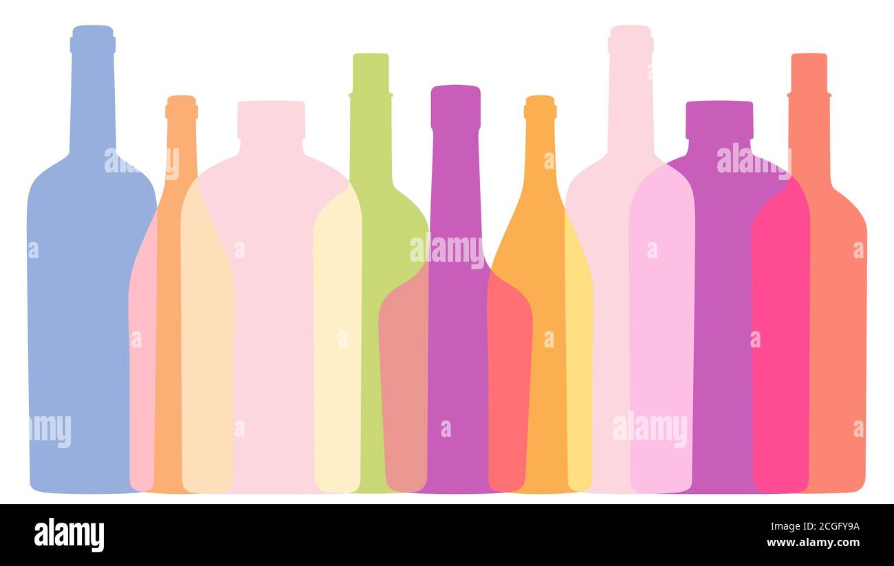 Background with outlines contours of bottles. Poster for Wine festival ...