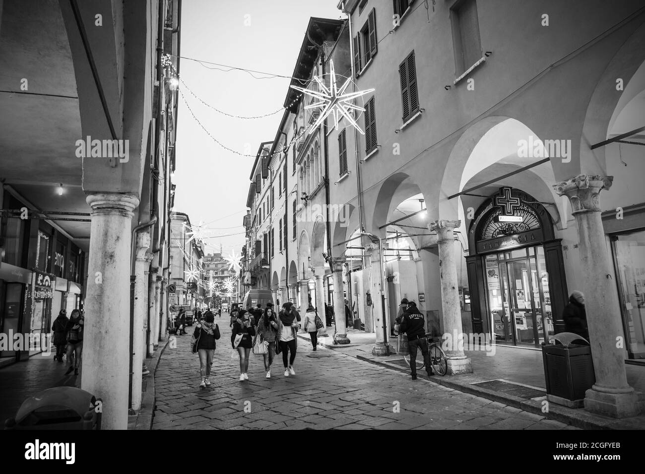 The Famous Old Town Of Mantua During The Christmas Time Black And