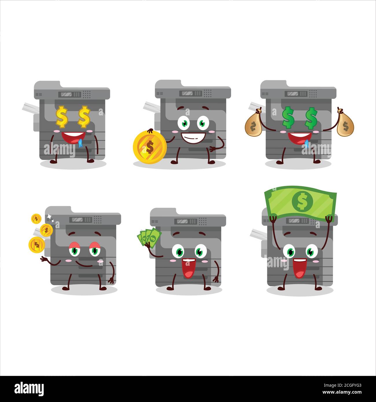 Office copier cartoon character with cute emoticon bring money Stock ...