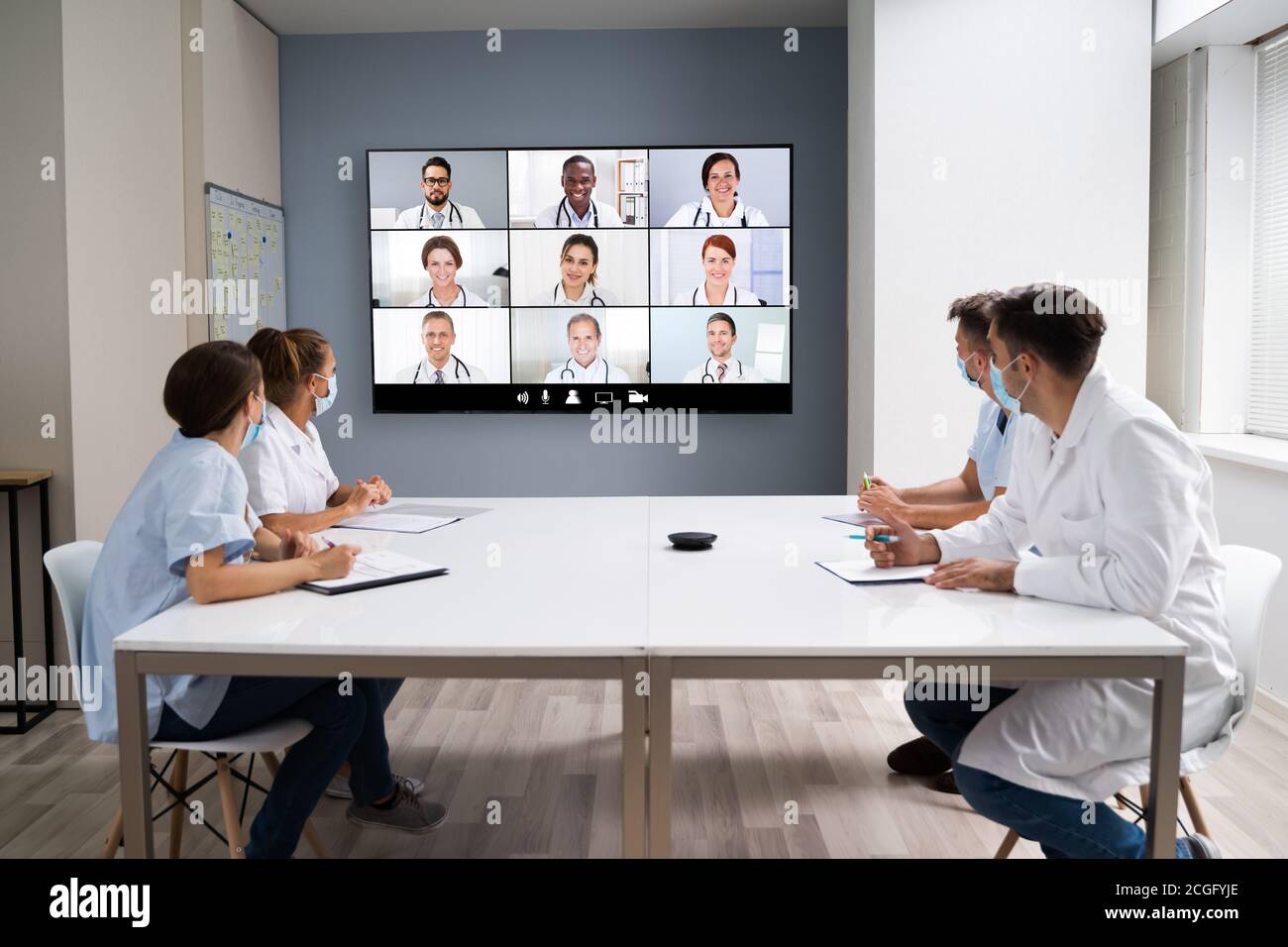 Elearning Video Conference Presentation Meeting And Webinar Stock Photo ...