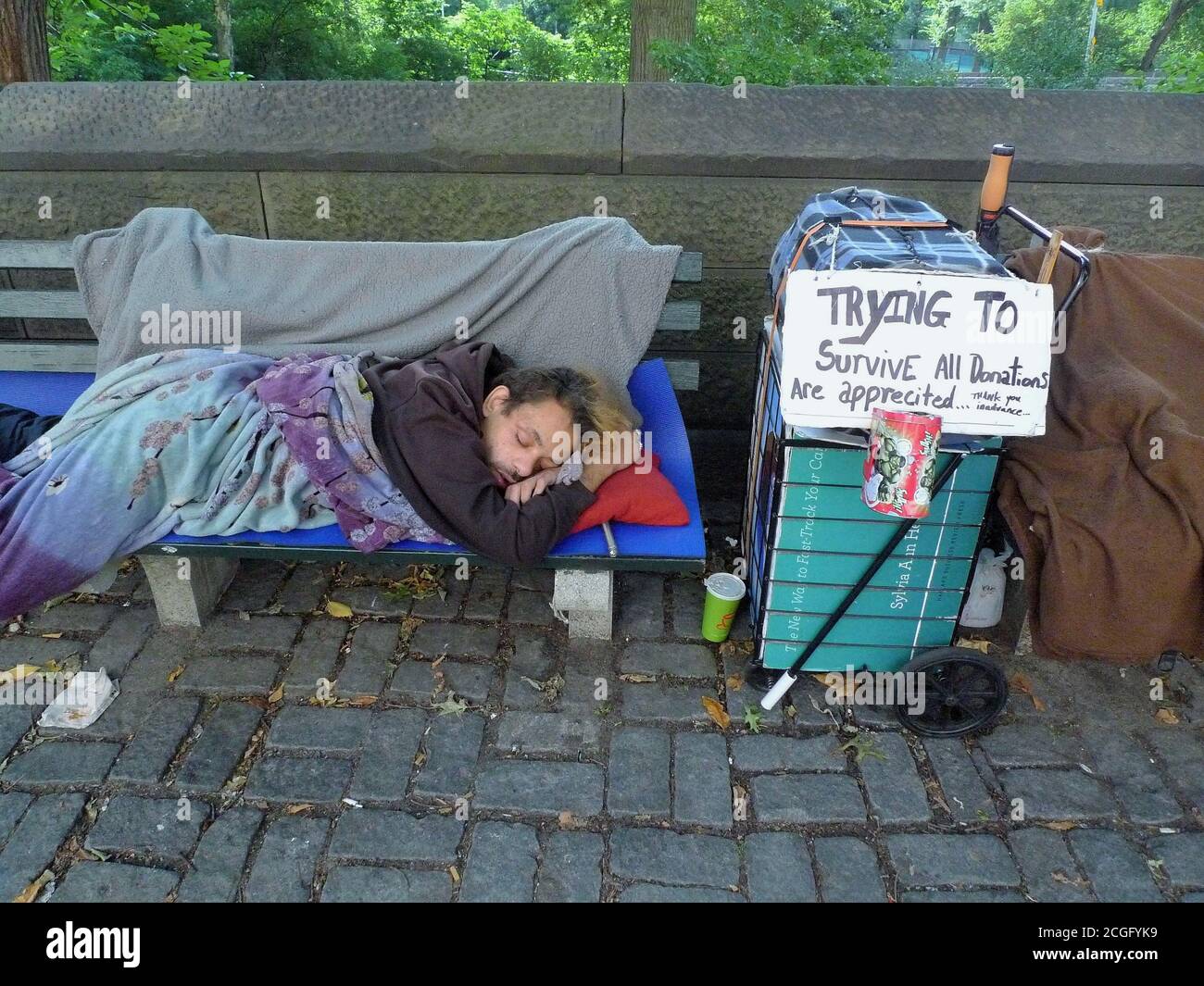 Homeless person central park hi-res stock photography and images - Alamy